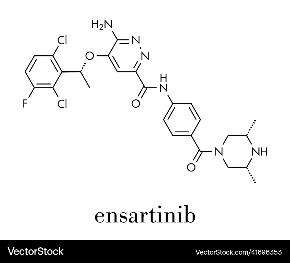 Ensartinib drug molecule skeletal formula Vector Image
