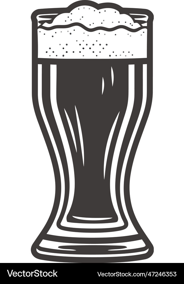 Frothy beer in pint glass brewery Royalty Free Vector Image