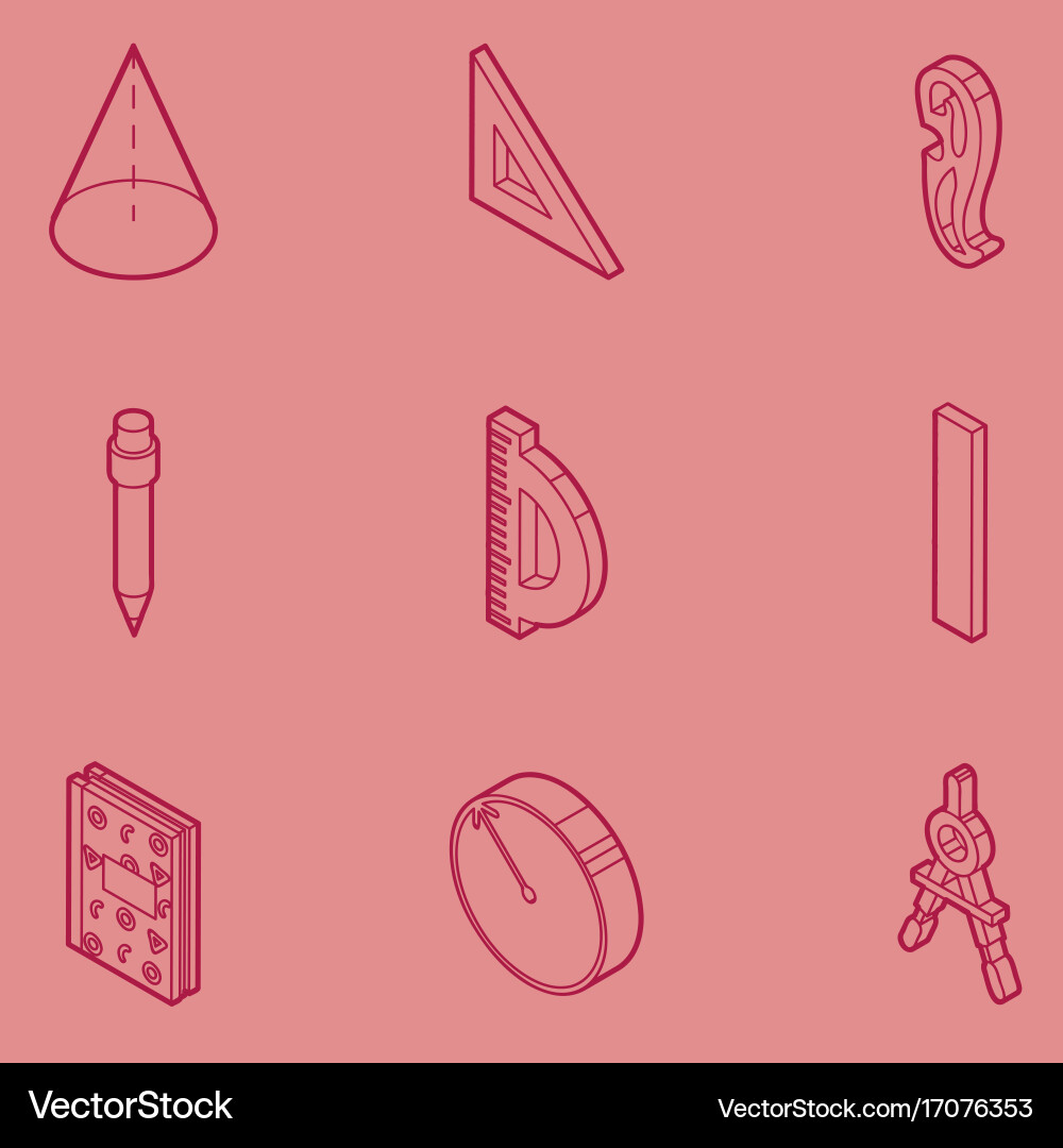 Geometry color outline isometric icons Royalty Free Vector