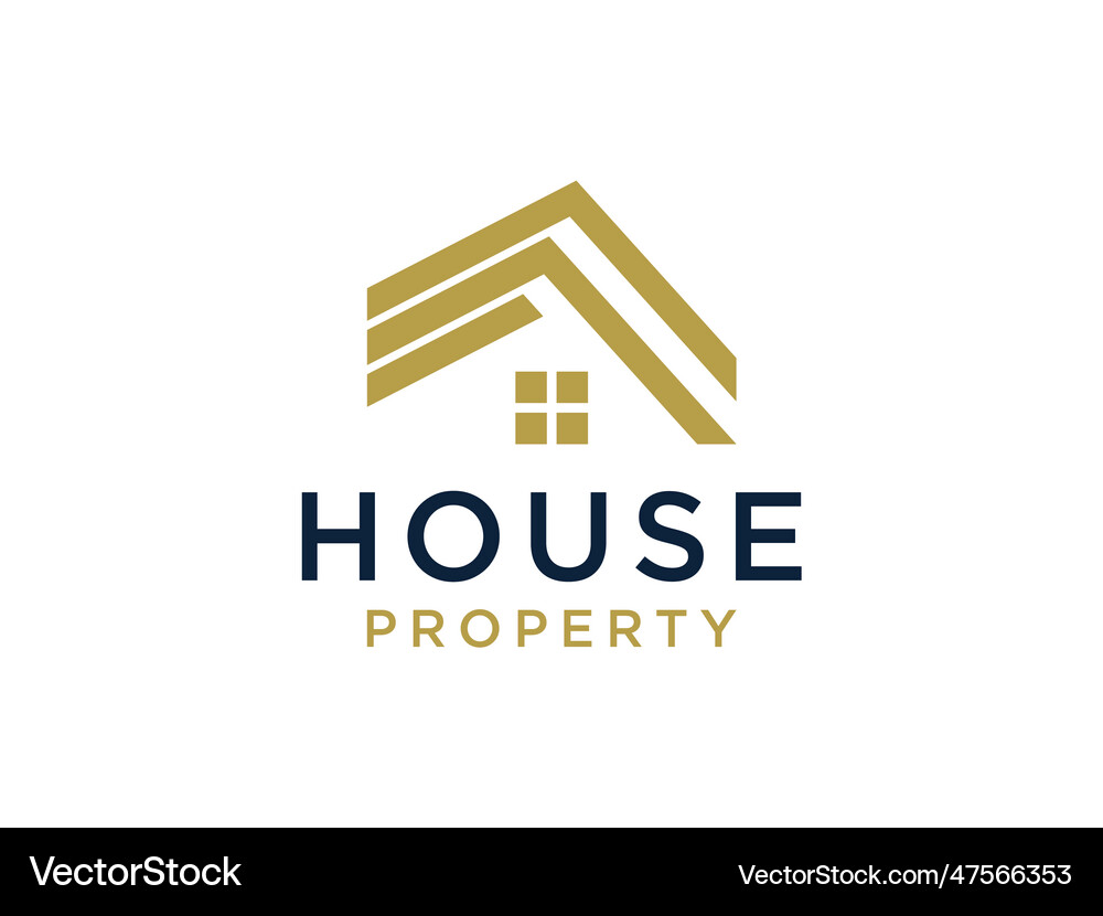 House logo gold symbol geometric linear Royalty Free Vector