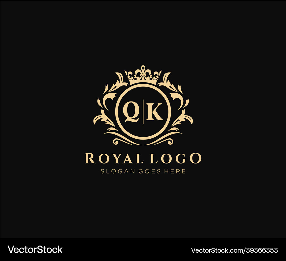 Initial qk letter luxurious brand logo template Vector Image