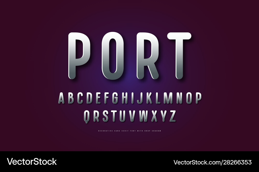 Metal chrome sans serif font Royalty Free Vector Image