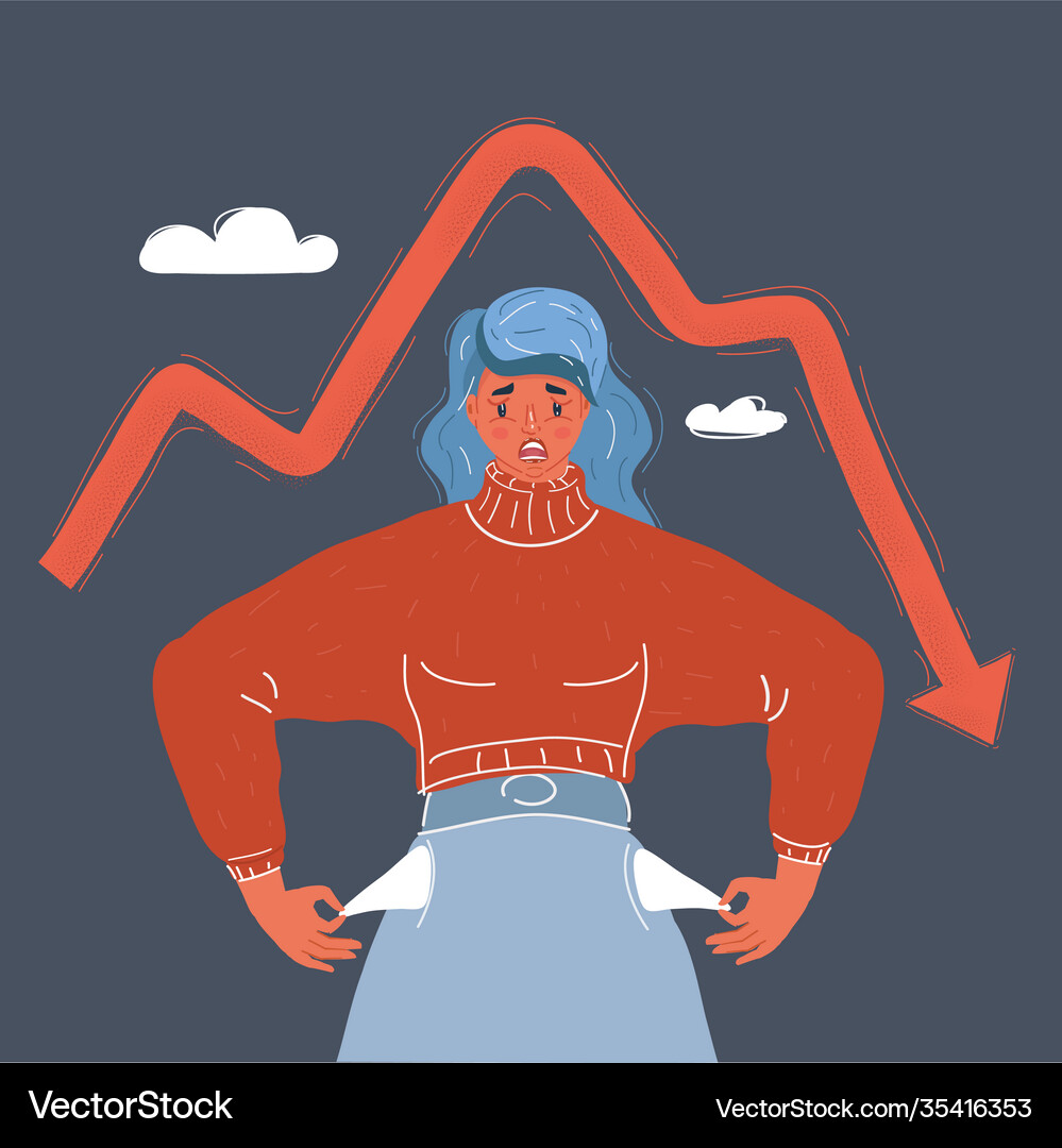 Poor woman turns her Royalty Free Vector Image