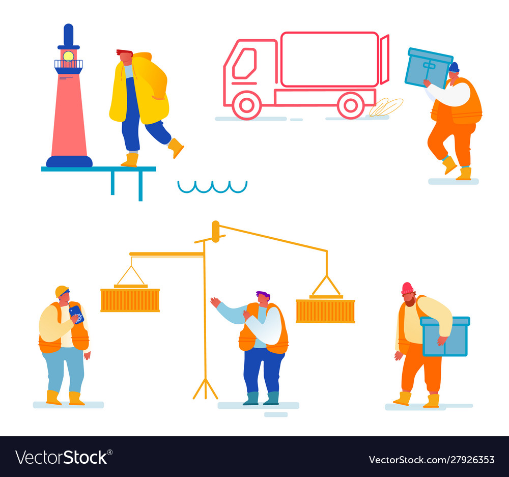 Port terminal activity set foreman control Vector Image Port terminal activity set foreman control Vector Image