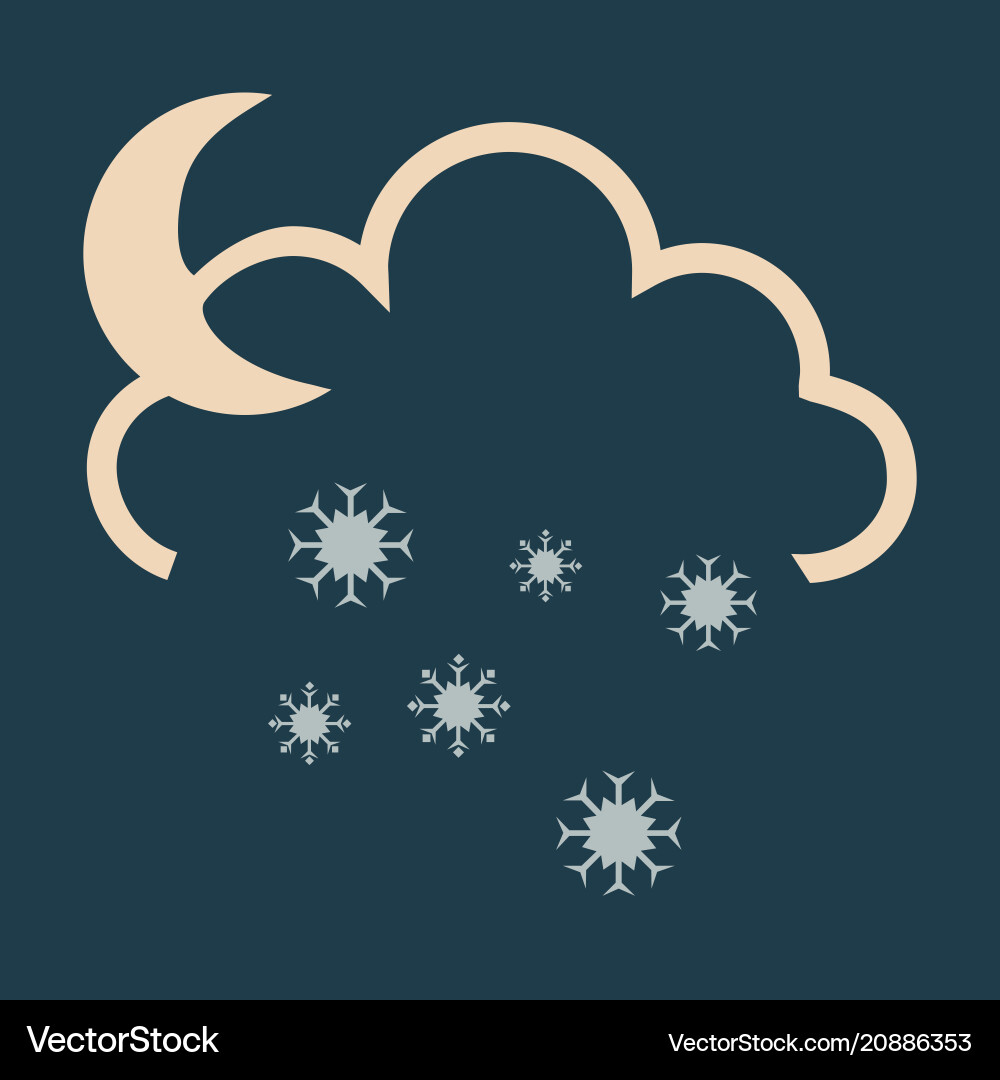 Snow cloud and month simple flat symbol icon Vector Image