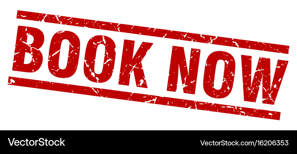 Square grunge red book now stamp Royalty Free Vector Image