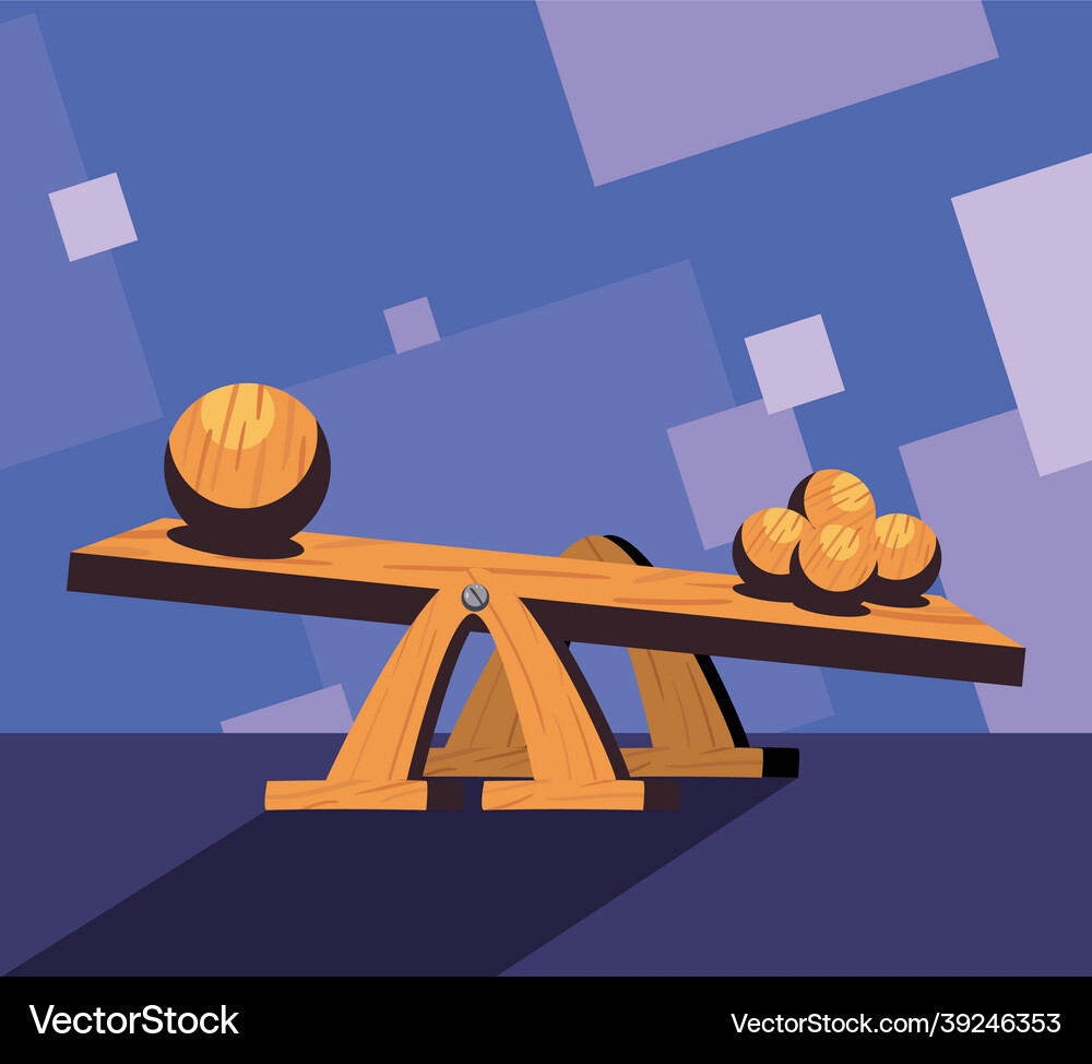Wooden balance scene Royalty Free Vector Image