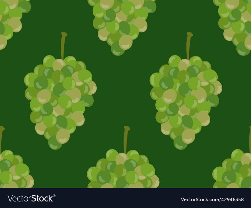 Bunches of green grapes seamless pattern wine Vector Image