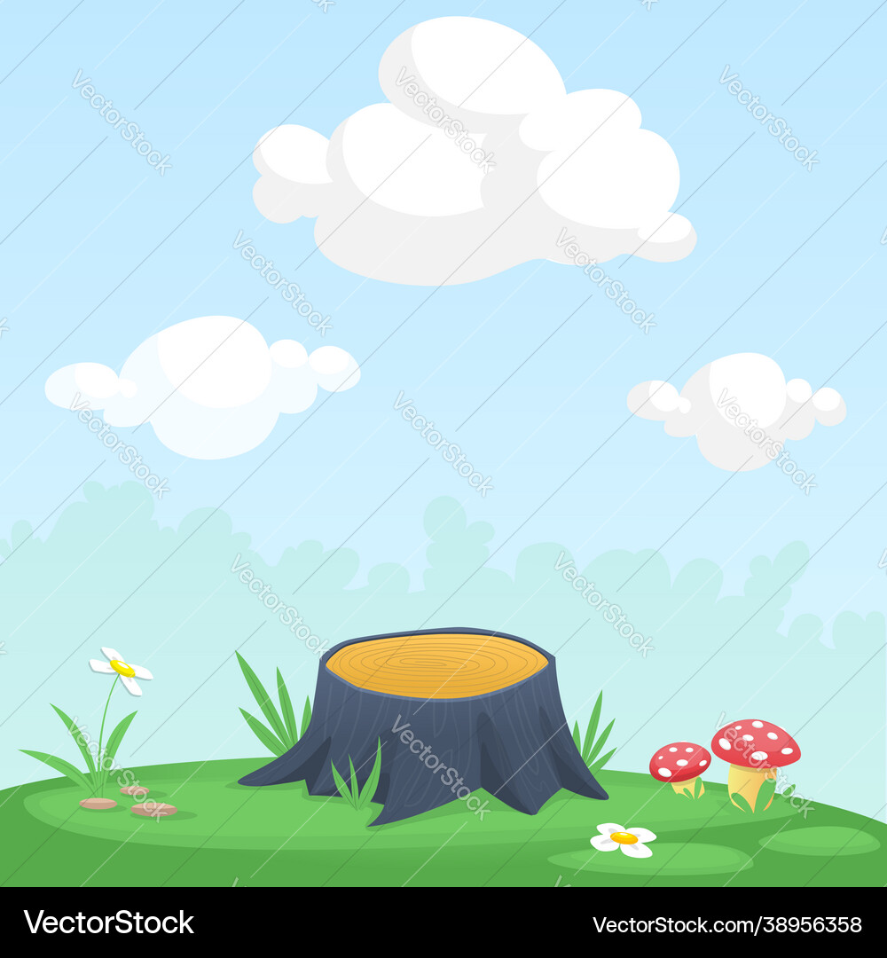 Cartoon background with summer meadow Royalty Free Vector