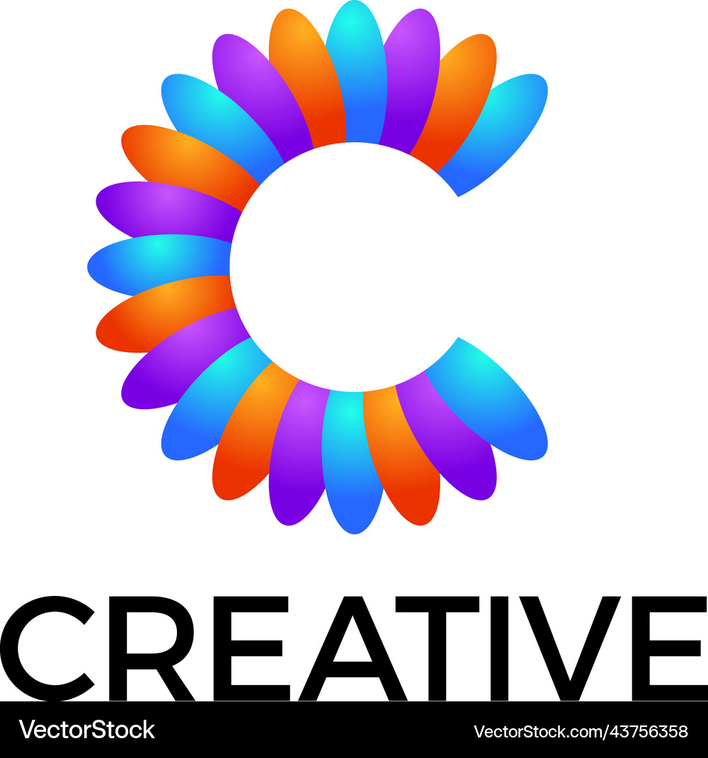 Creative letter c colorful flower leaf abstract Vector Image