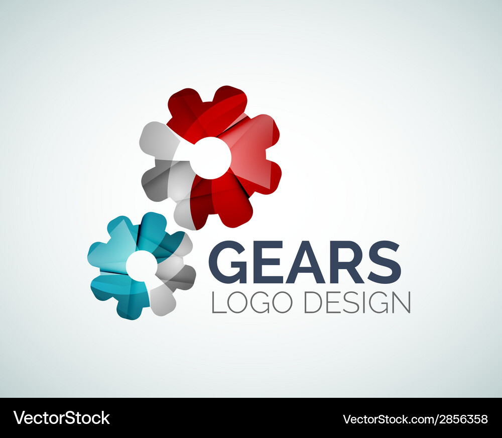 Gear logo design made color pieces Royalty Free Vector Image