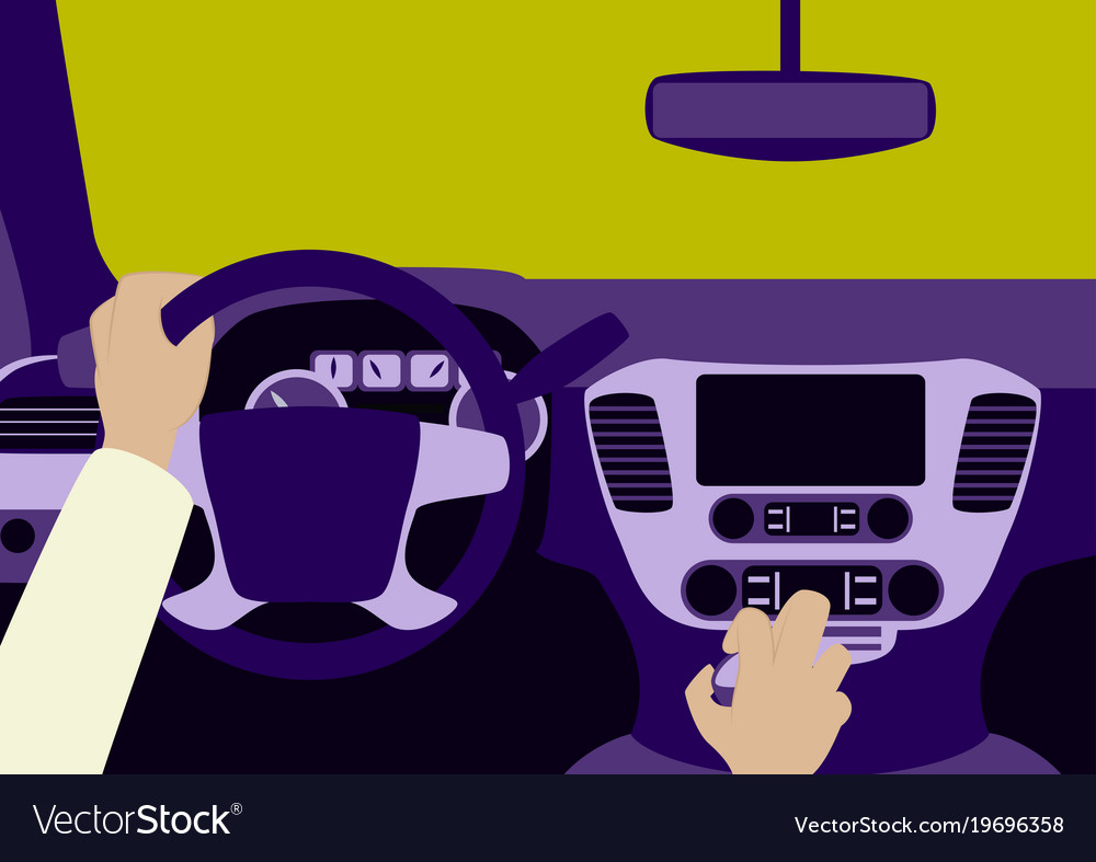 Human hands driving a car Royalty Free Vector Image