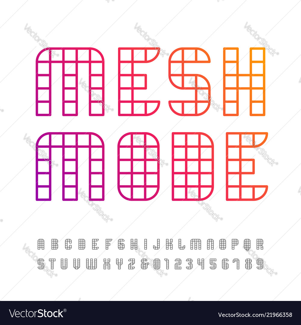 Linear font alphabet with mesh effect letters Vector Image Linear font alphabet with mesh effect letters Vector Image
