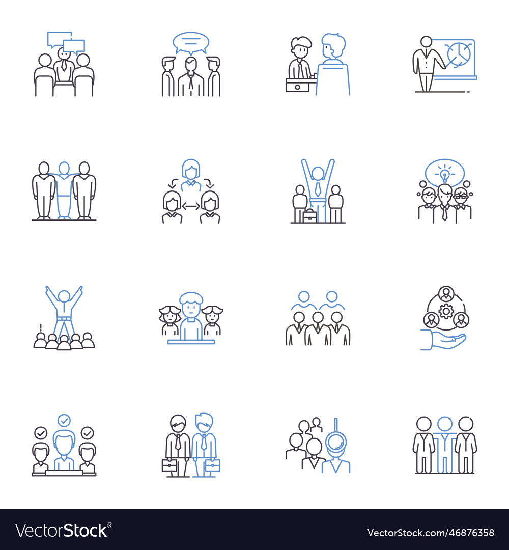 Mass Aggregation Line Icons Collection Collection Vector Image
