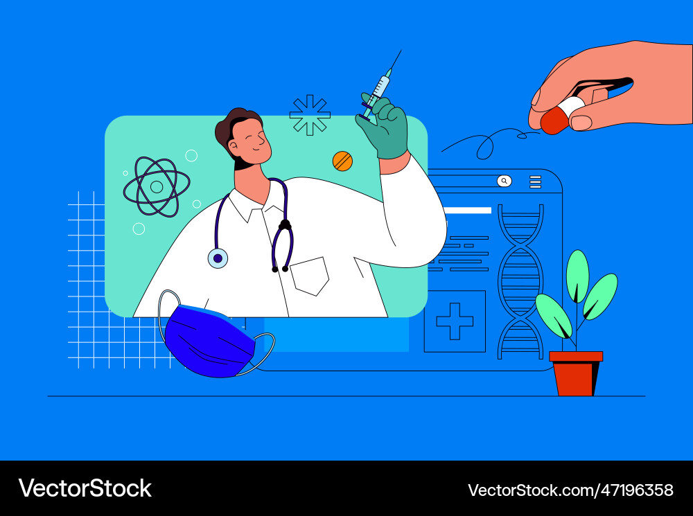 Medical service web concept with character scene Vector Image