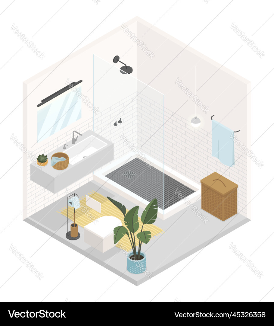 Minimalist bathroom - modern colorful Royalty Free Vector