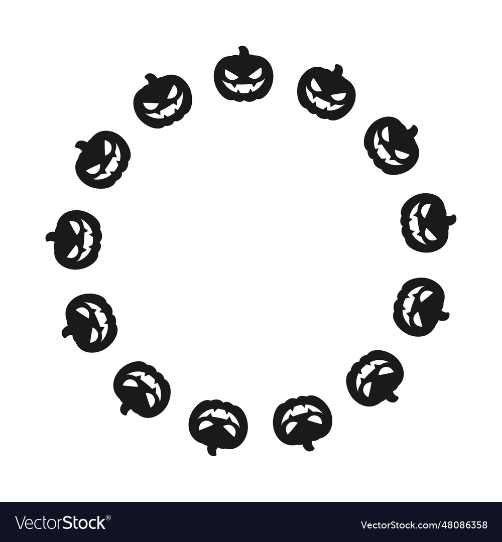 Round jack o lantern pumpkin halloween frame Vector Image