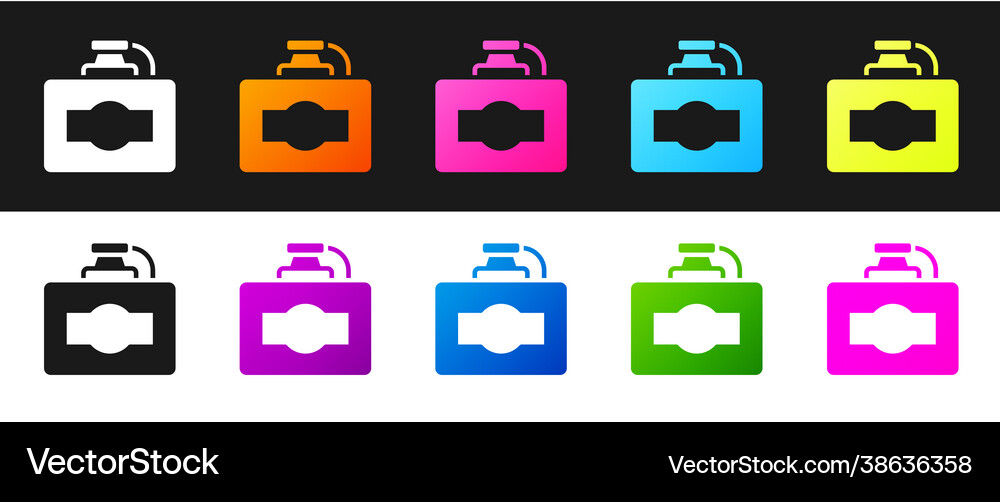 Set cardboard box wine icon isolated on black Vector Image