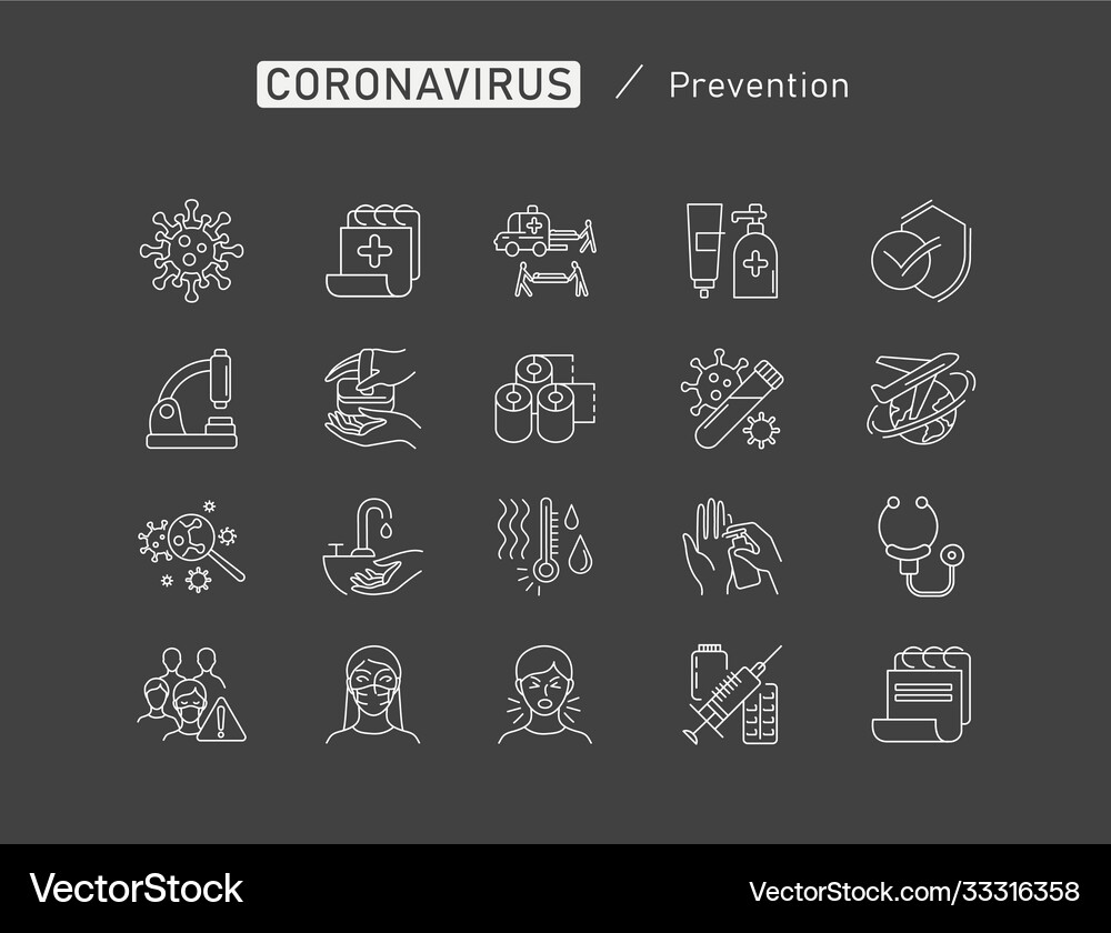 Set coronavirus protection prevention new Vector Image