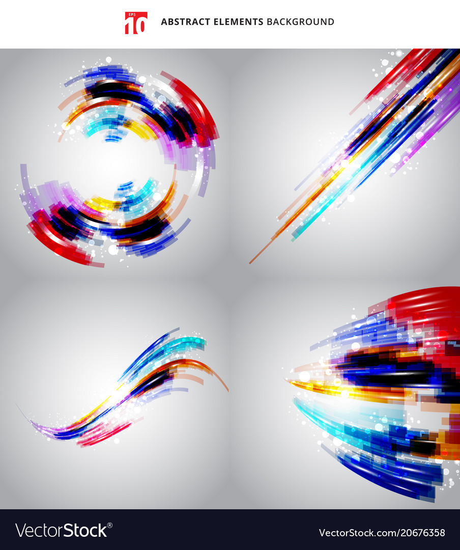 Set of abstract technology geometric colorful Vector Image