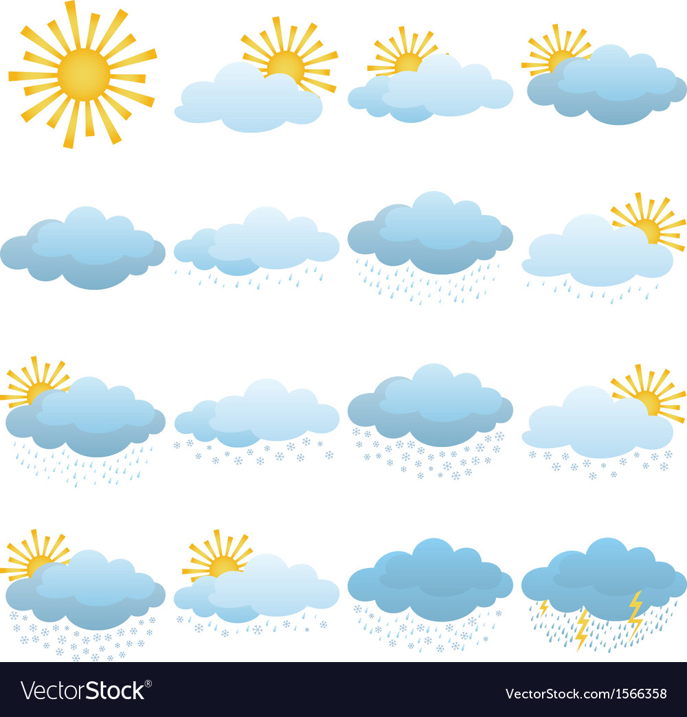 Set weather icons Royalty Free Vector Image - VectorStock Set weather icons Royalty Free Vector Image - VectorStock