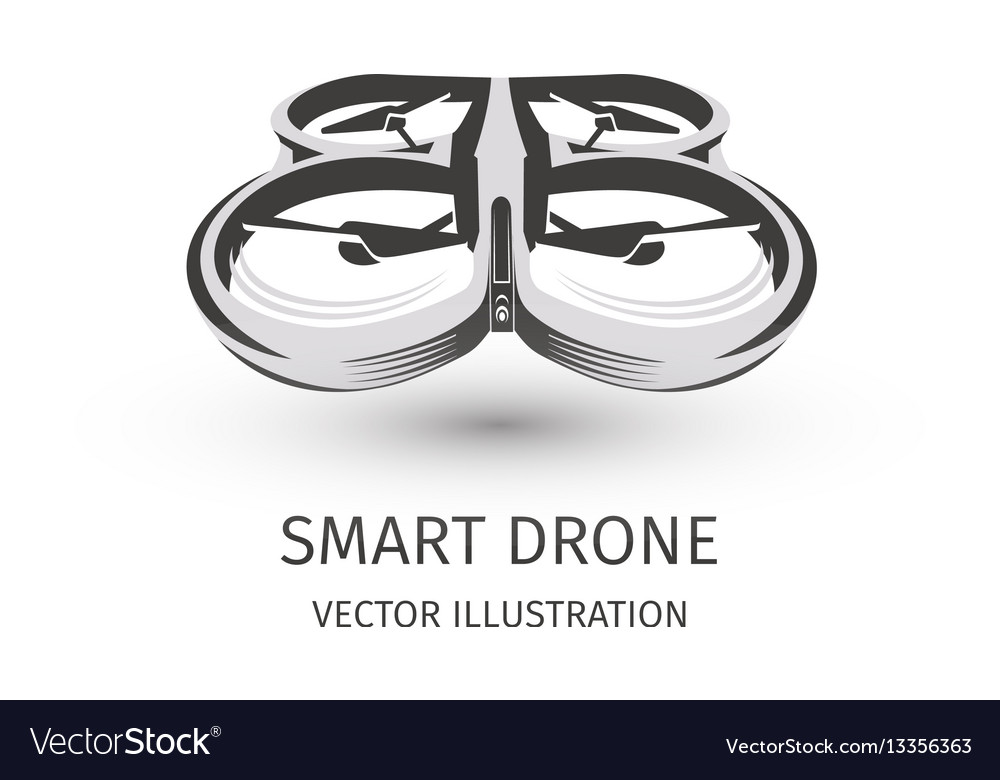 Isolated Rc Drone Logo On White Uav Technology Vector Image