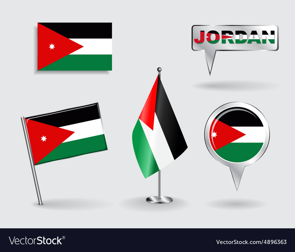 Set of jordan pin icon and map pointer flags Vector Image