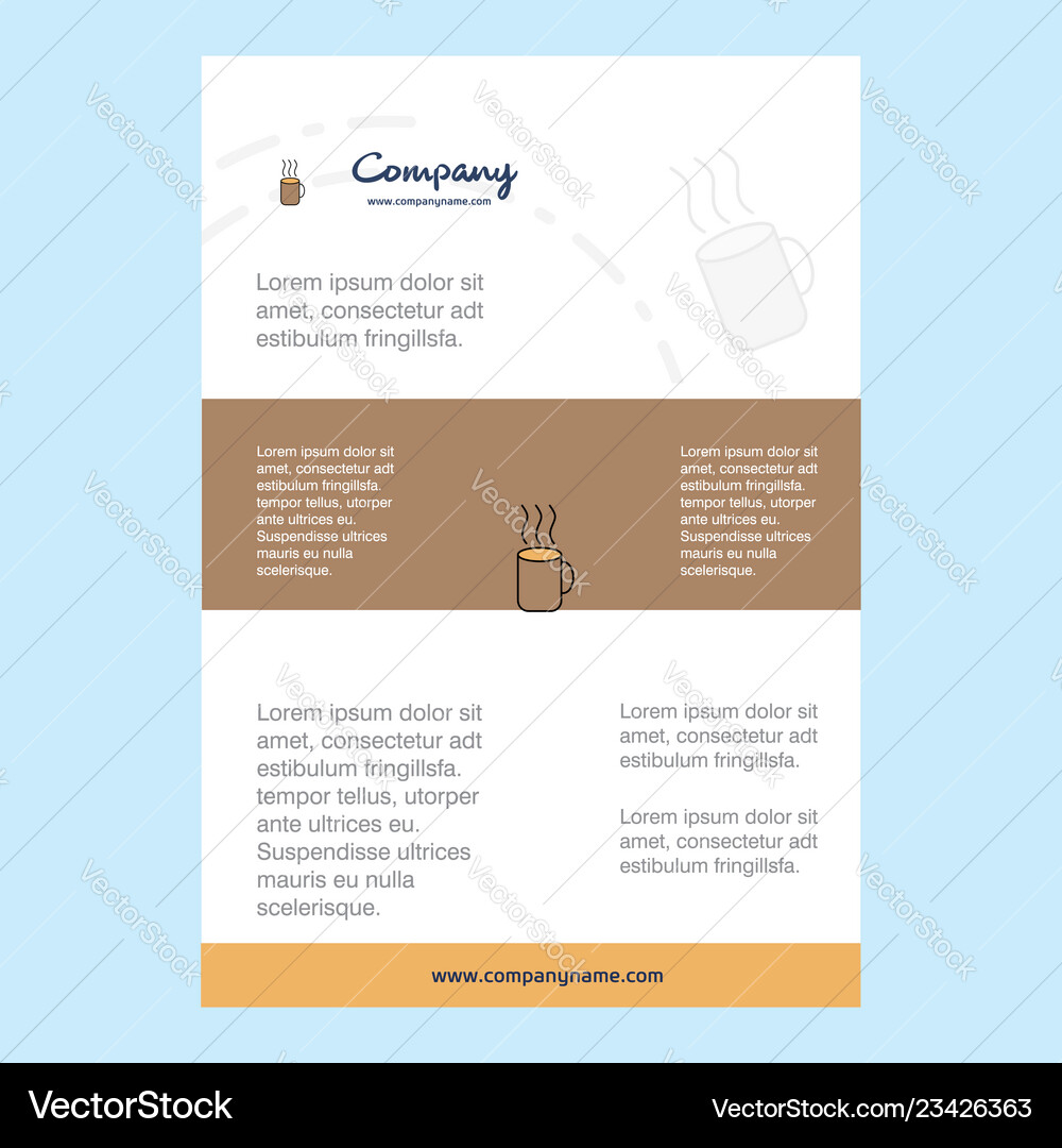 Template layout for coffee company profile annual Vector Image