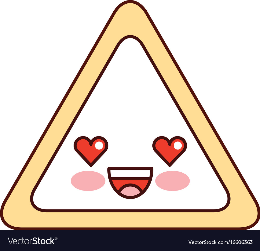 Triangle signal kawaii character Royalty Free Vector Image