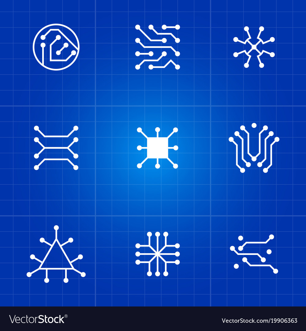 White electronic computer chip circuit Royalty Free Vector
