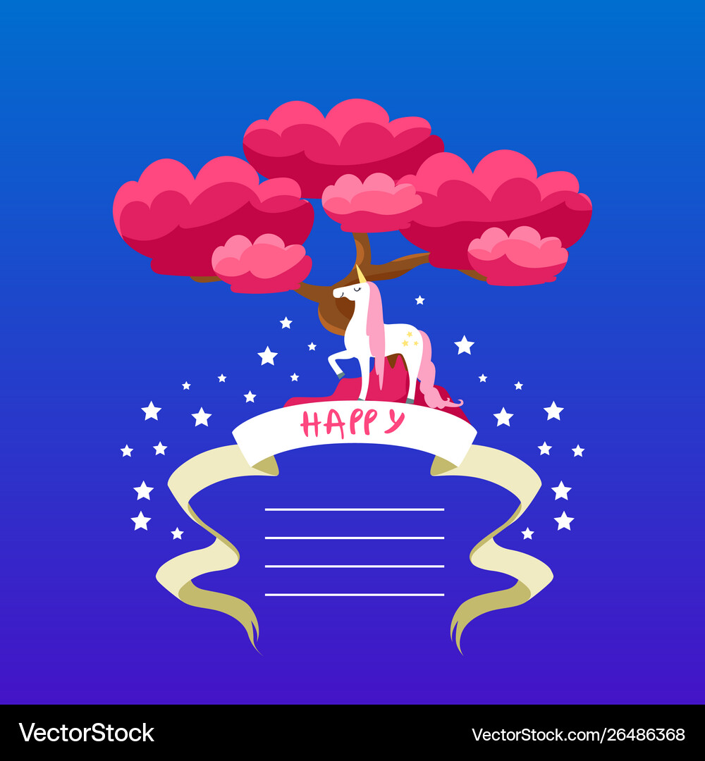 Beautiful unicorn card template with place Vector Image
