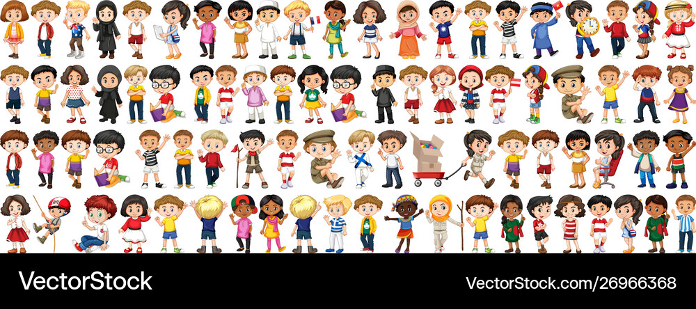 Children with different nationalities on white Vector Image