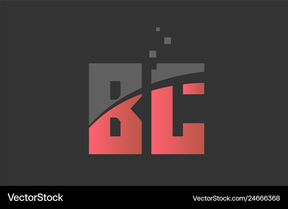 Orange grey alphabet letter combination bc b c Vector Image