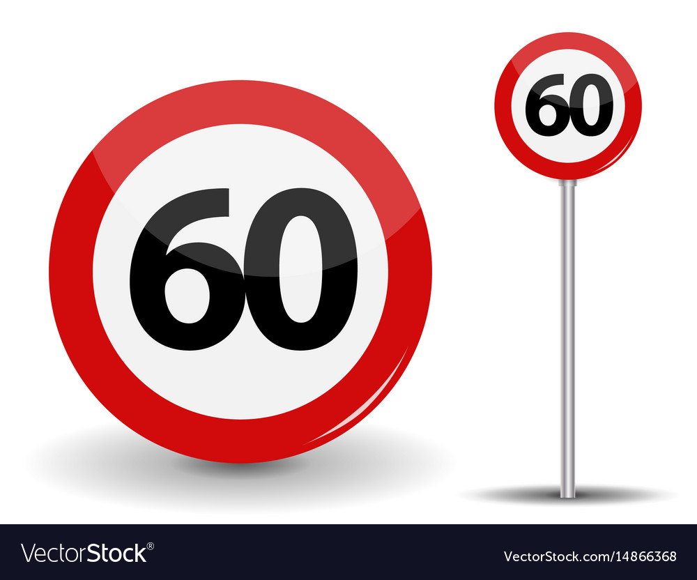 Round red road sign speed limit 60 kilometers per Vector Image