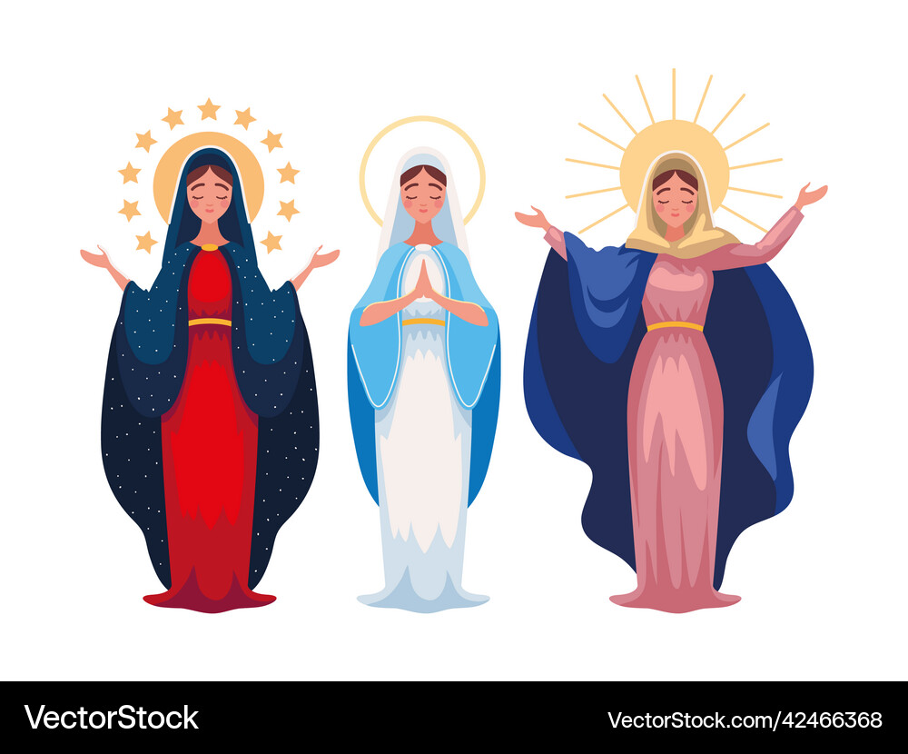 Set of virgin mary Royalty Free Vector Image - VectorStock