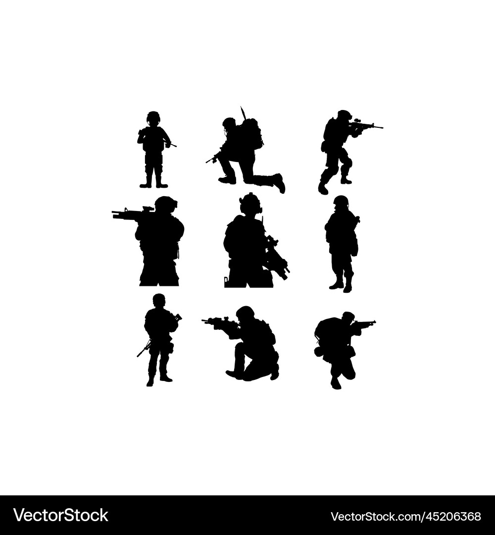 Soldier military collection set design Royalty Free Vector