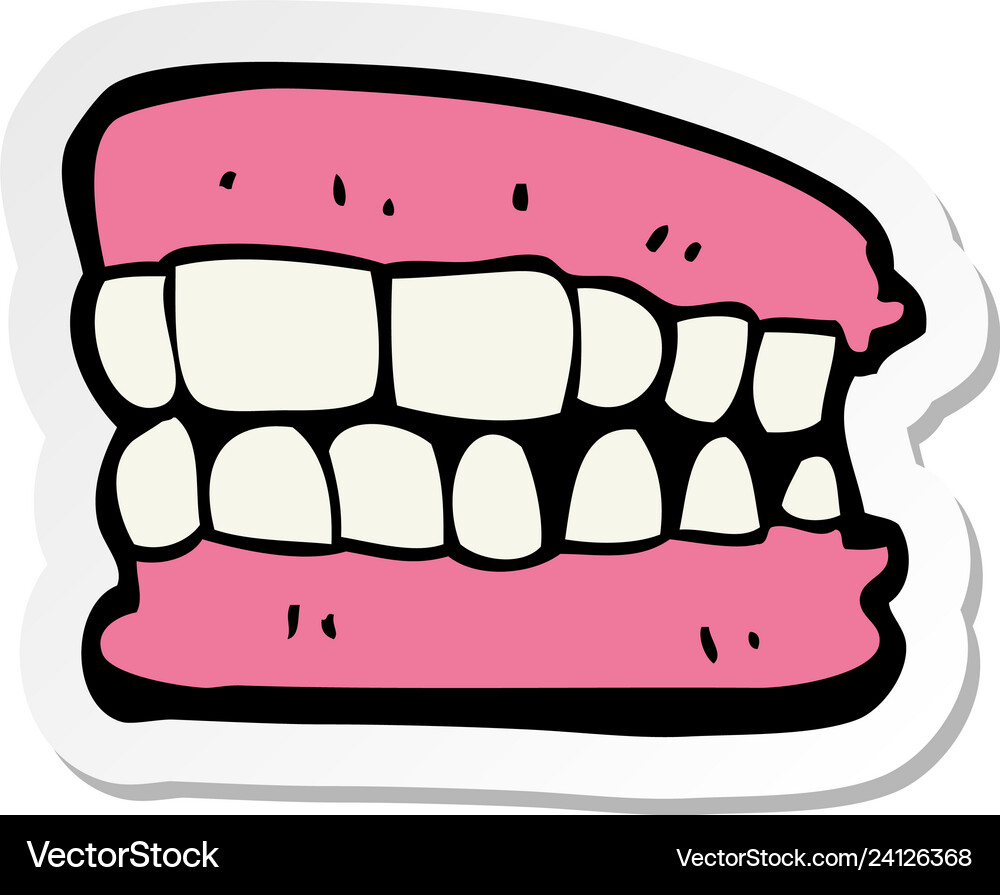 Sticker of a cartoon false teeth Royalty Free Vector Image