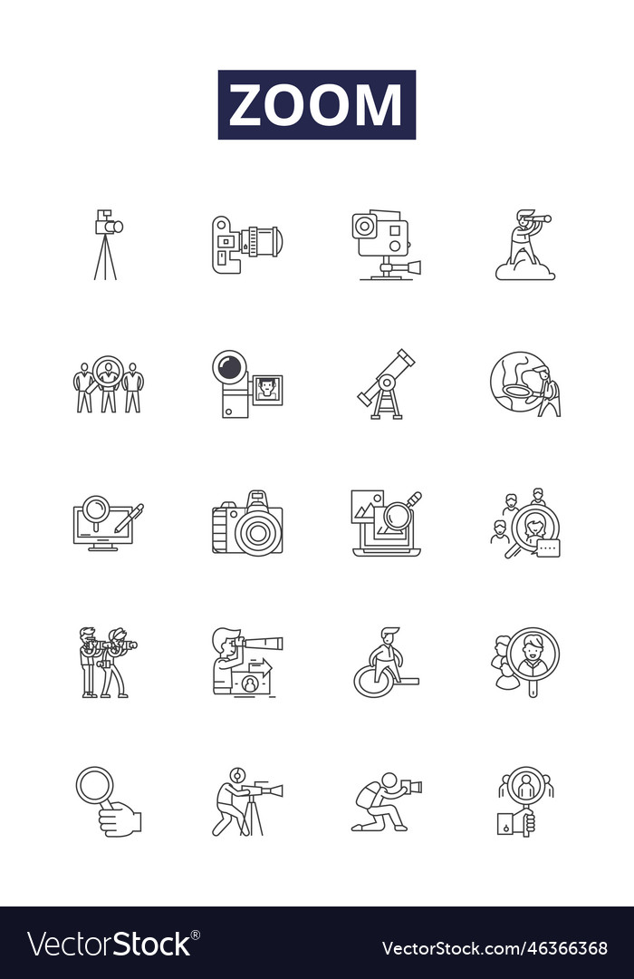 Zoom line icons and signs meeting Royalty Free Vector Image