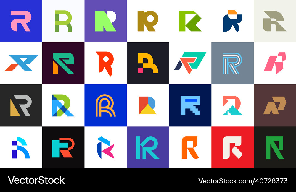 Abstract logos collection with letter r Royalty Free Vector