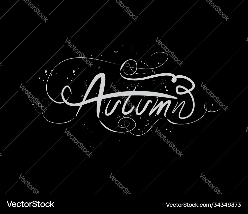 Autumn lettering text on black background in Vector Image