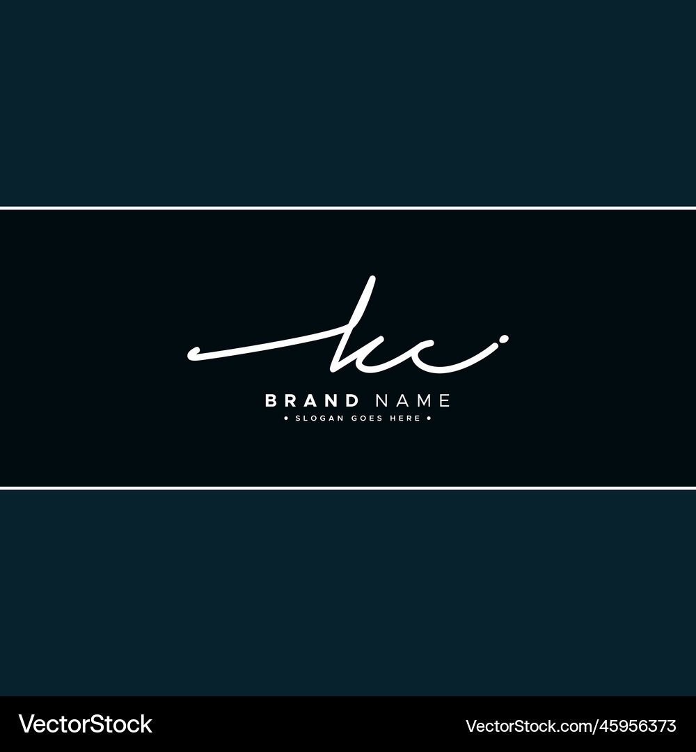 Kc simple signature logo - handwritten template Vector Image