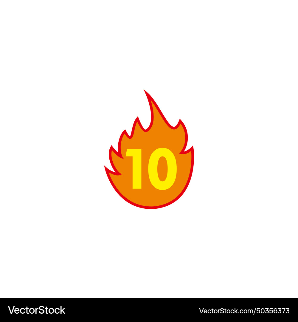Number 10 fire geometric symbol simple logo Vector Image