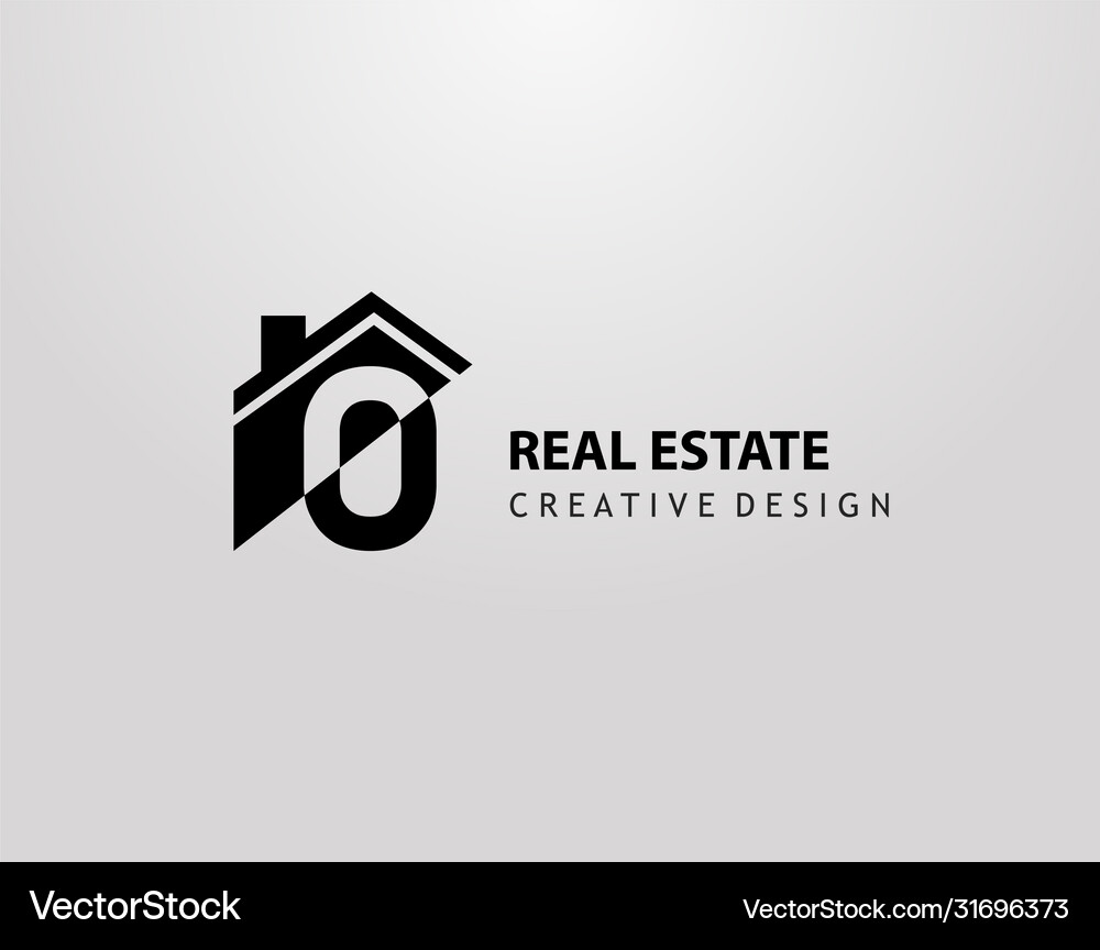 O letter logo house shape with negative h Vector Image