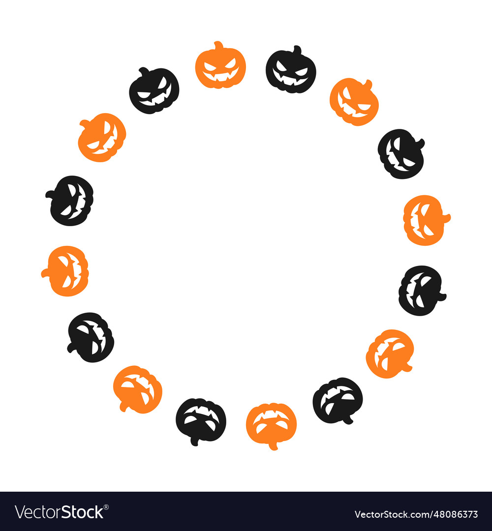 Round jack o lantern pumpkin halloween frame Vector Image