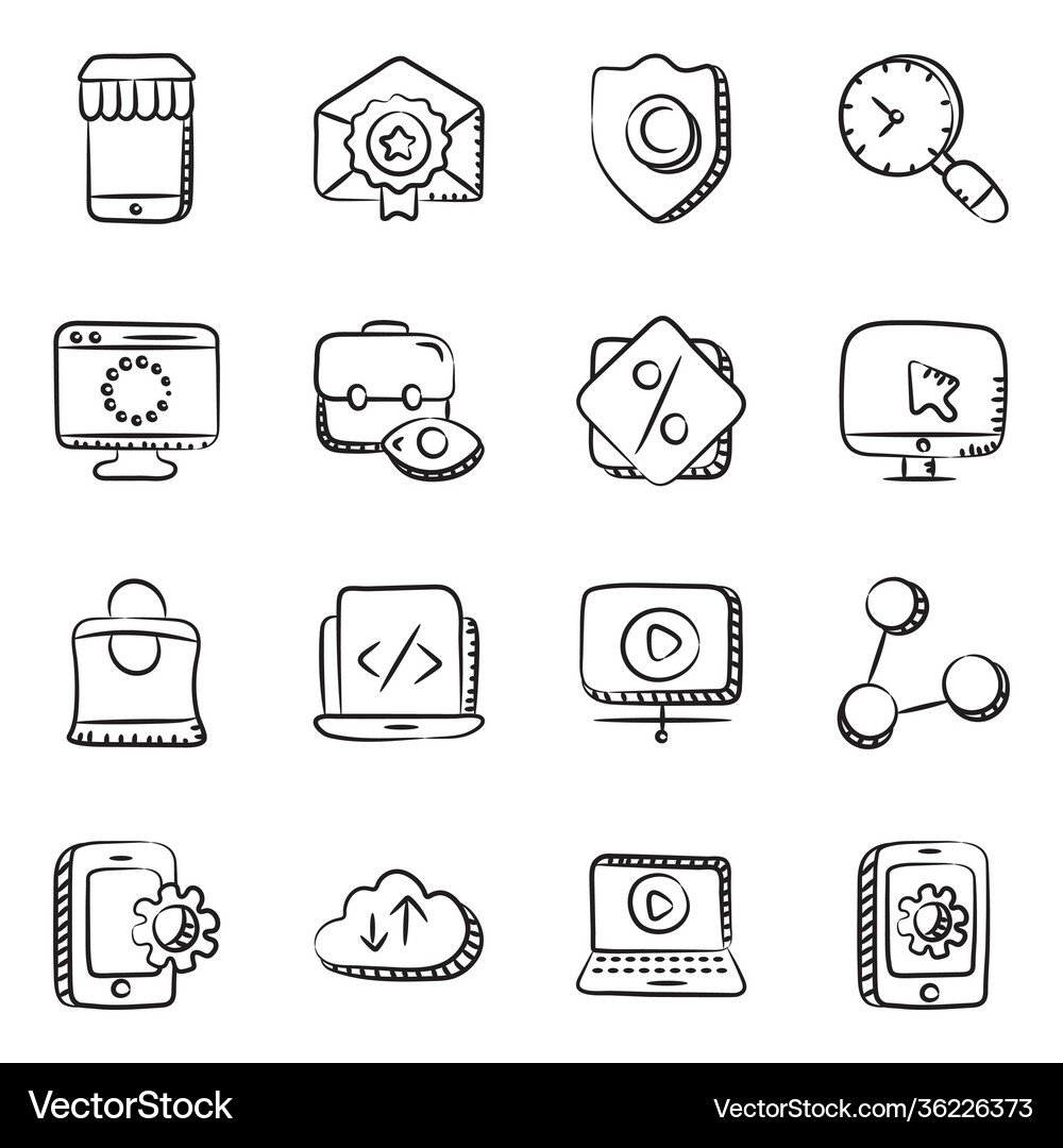 Seo and advertising in modern linear style pack Vector Image