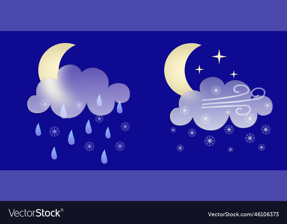 Set of weather icons glassmorphism style symbols Vector Image