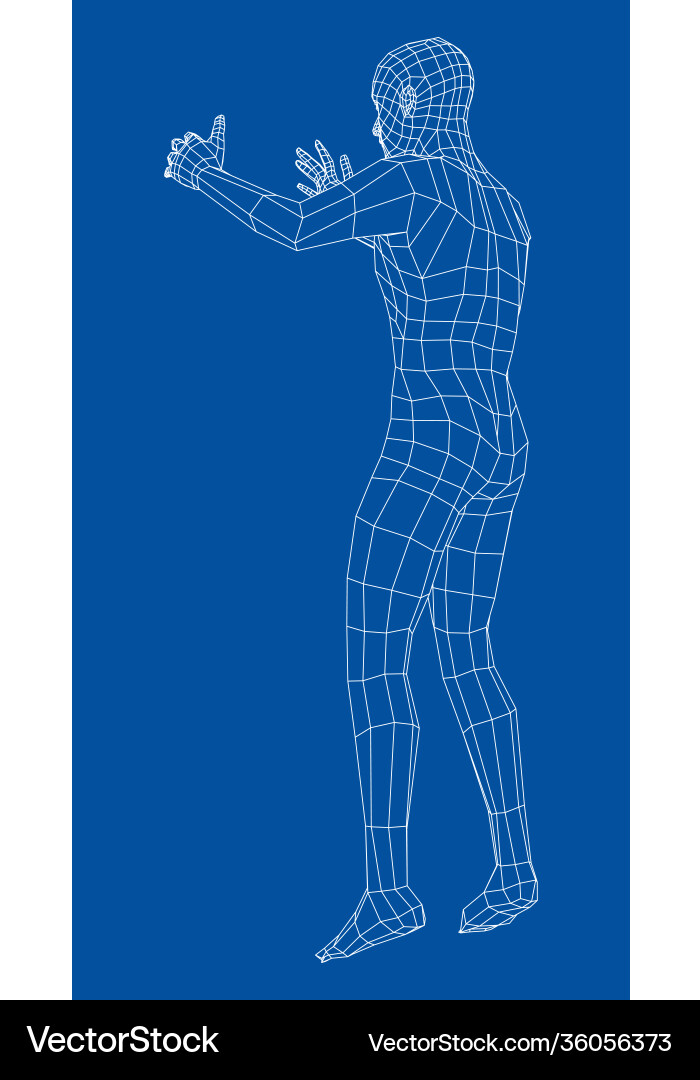 Wireframe jumping man Royalty Free Vector Image