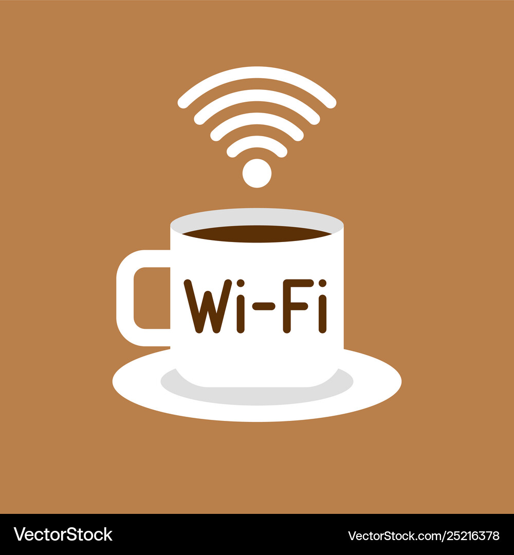 Coffee cup with wifi symbol icon Royalty Free Vector Image