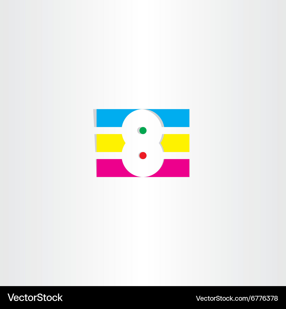 Colorful number 8 no eight logo Royalty Free Vector Image