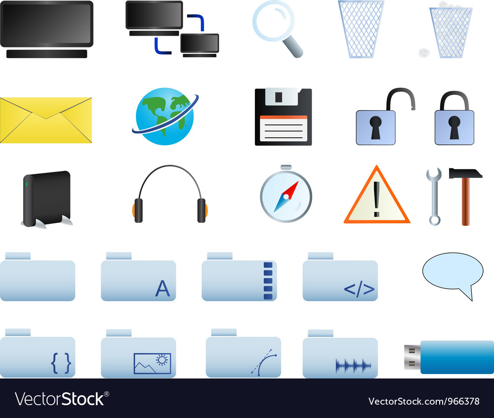 Computer icons set web20 Royalty Free Vector Image